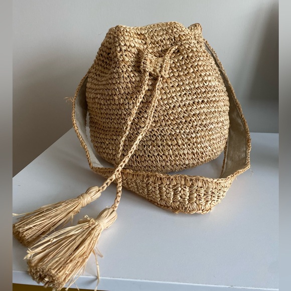 Anthropologie | Bags | Bujibaja Raffia Bucket Bag | Poshmark